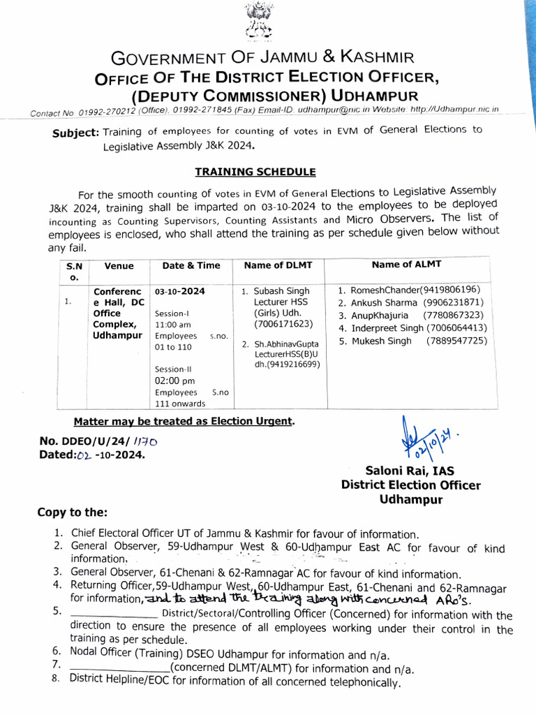Traning of Counting Staff. | PDF