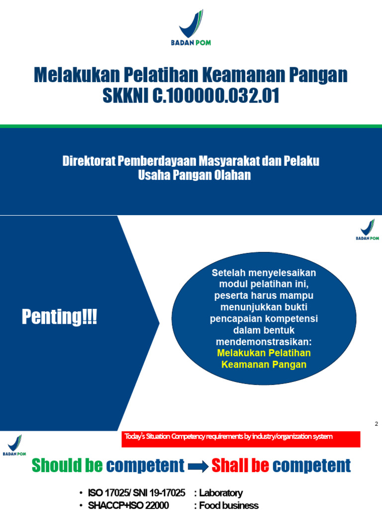 Melakukan Pelatihan Keamanan Pangan SKKNI C.100000.032.01-29 Sept 2024 ...
