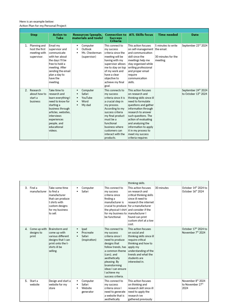 Action_Plan_Personal_Project__2_ | PDF