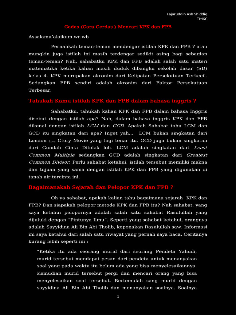 Rumus Cepat Mencari KPK Dan FPB | PDF