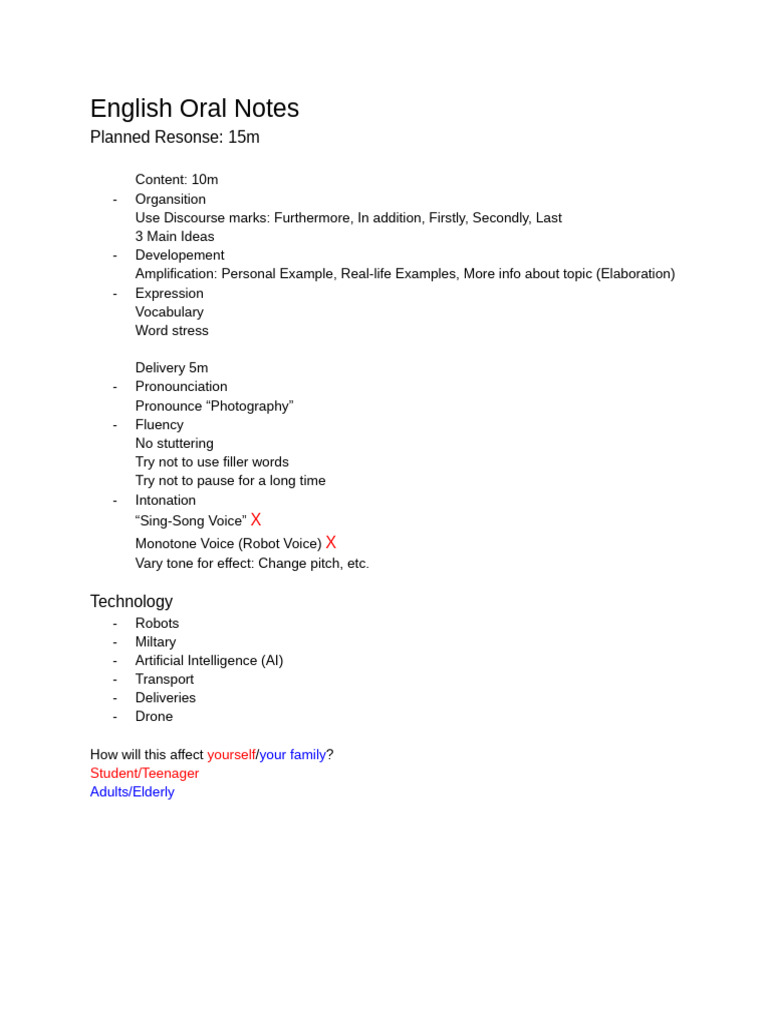 English Oral Notes | PDF