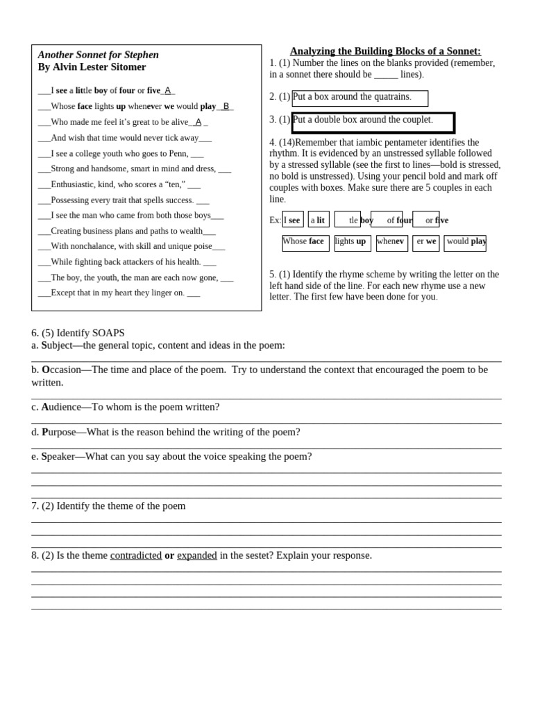 Sonnet Packet | PDF