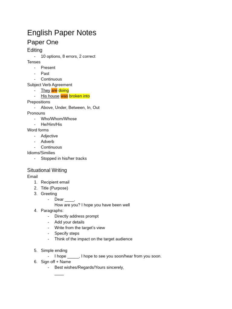 English Paper Notes | PDF