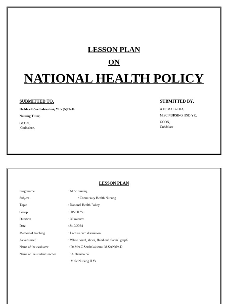 lesson plan nhp | PDF
