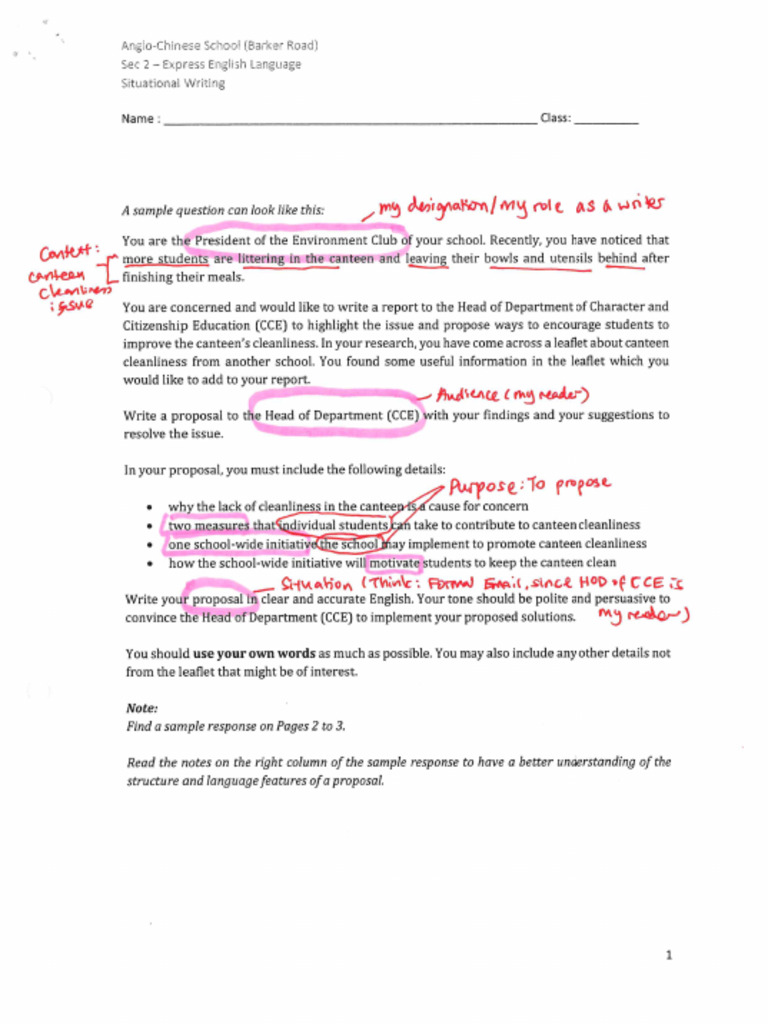 Proposal Formal Email Sample TEACHERS COPY Annotated | PDF