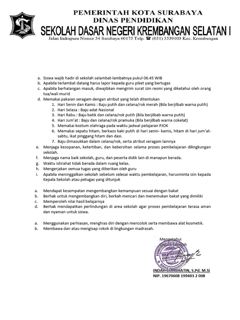 Tata Tertib KS1 2024 | PDF