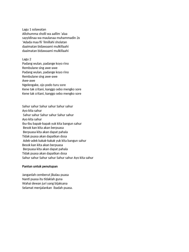 Lagu 1 Solawatan | PDF