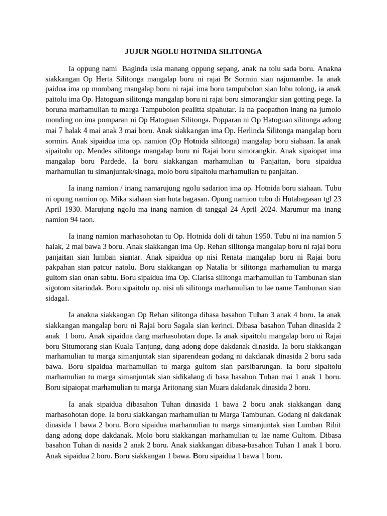 Jujur Ngolu Hotnida Silitonga | PDF