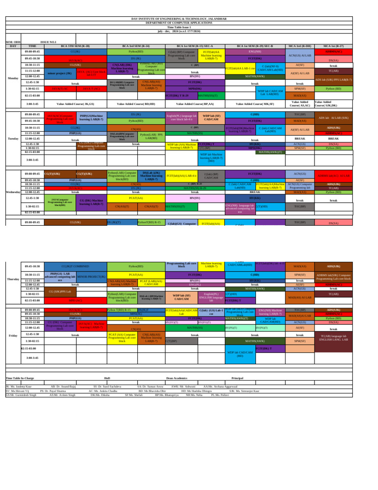 Time Table 2024 Odd | PDF