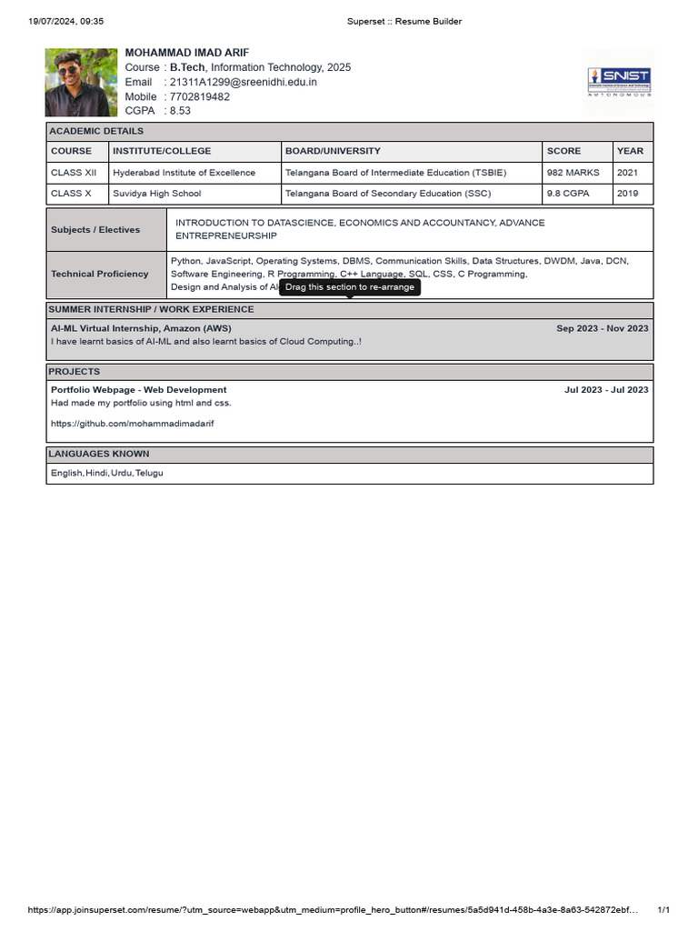 Superset - Resume Builderimad | PDF