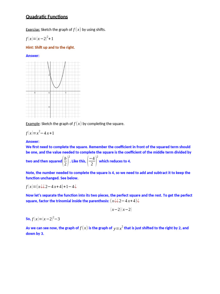 23 Quadratic Functions | PDF