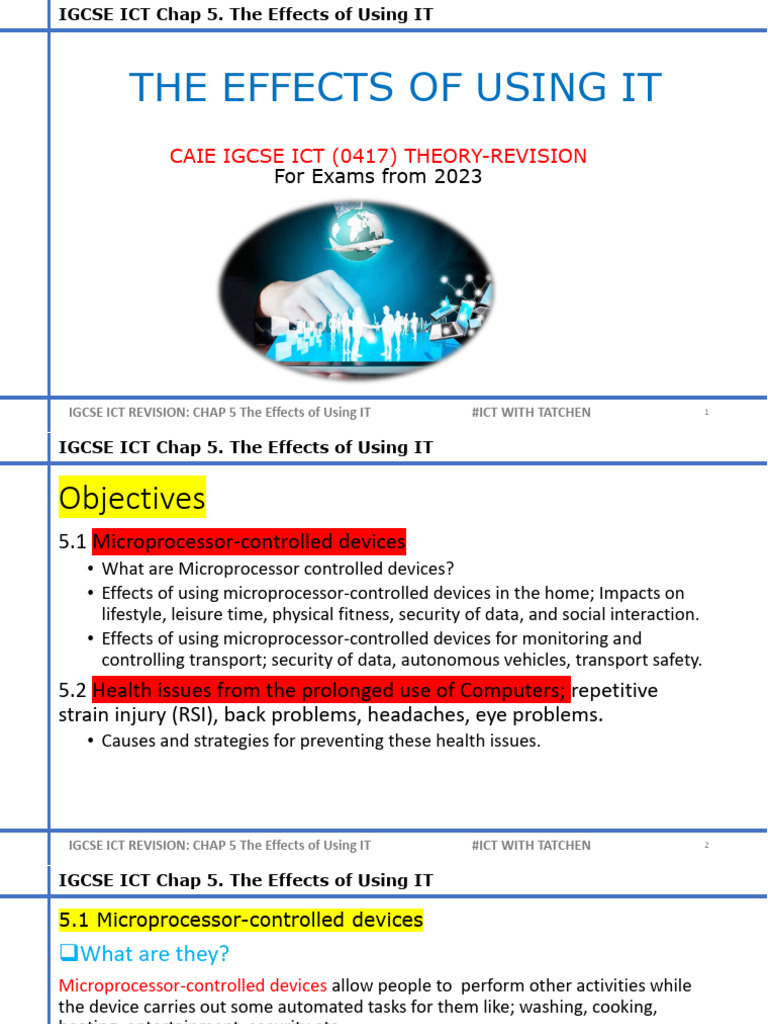IGCSE ICT Chapter 5 - The Effects of Using IT | PDF