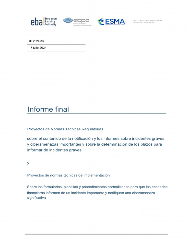 JC 2024-33 - Final report on the draft RTS and ITS on incident ...