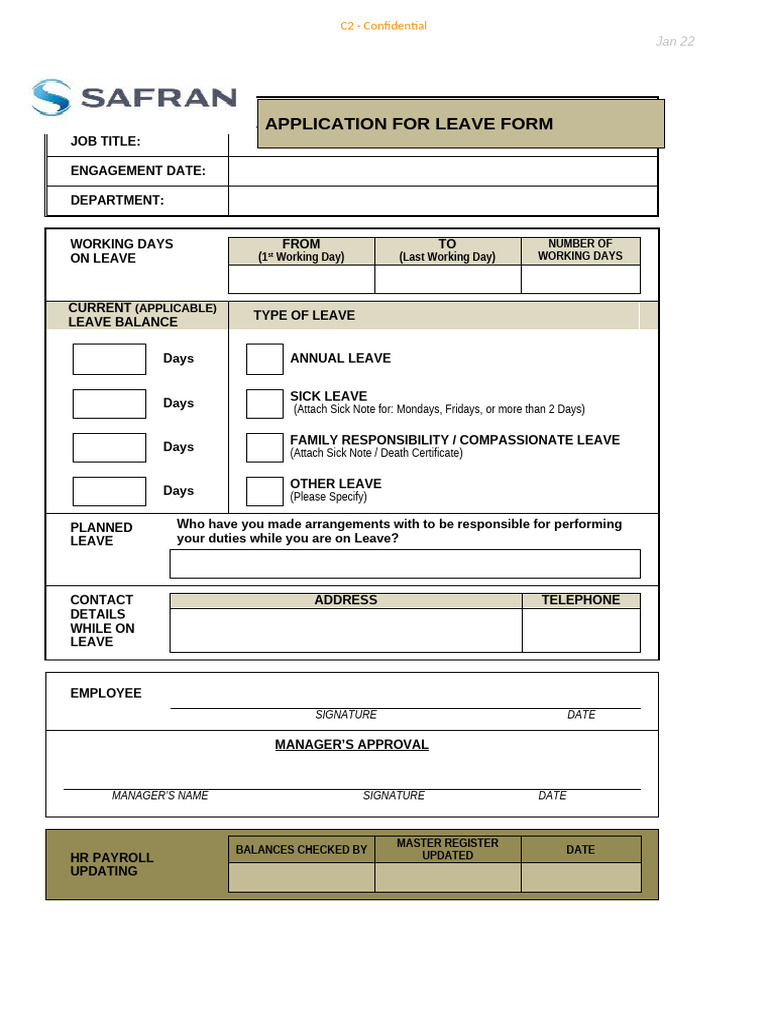 Leave Form - SEDSA 2022 - Template | PDF
