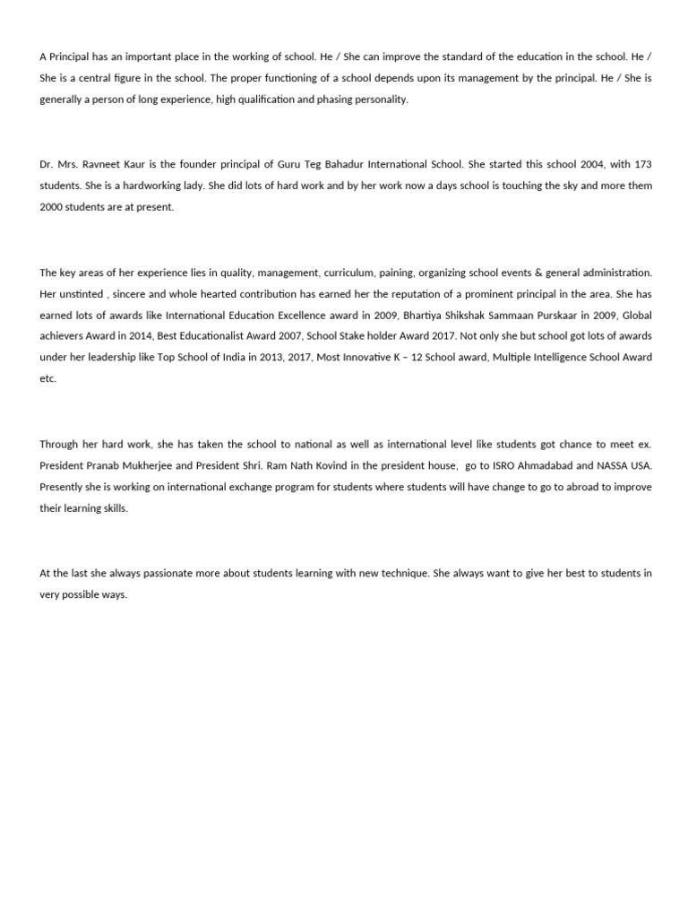 A Principal Has An Important Place in The Working of School | PDF