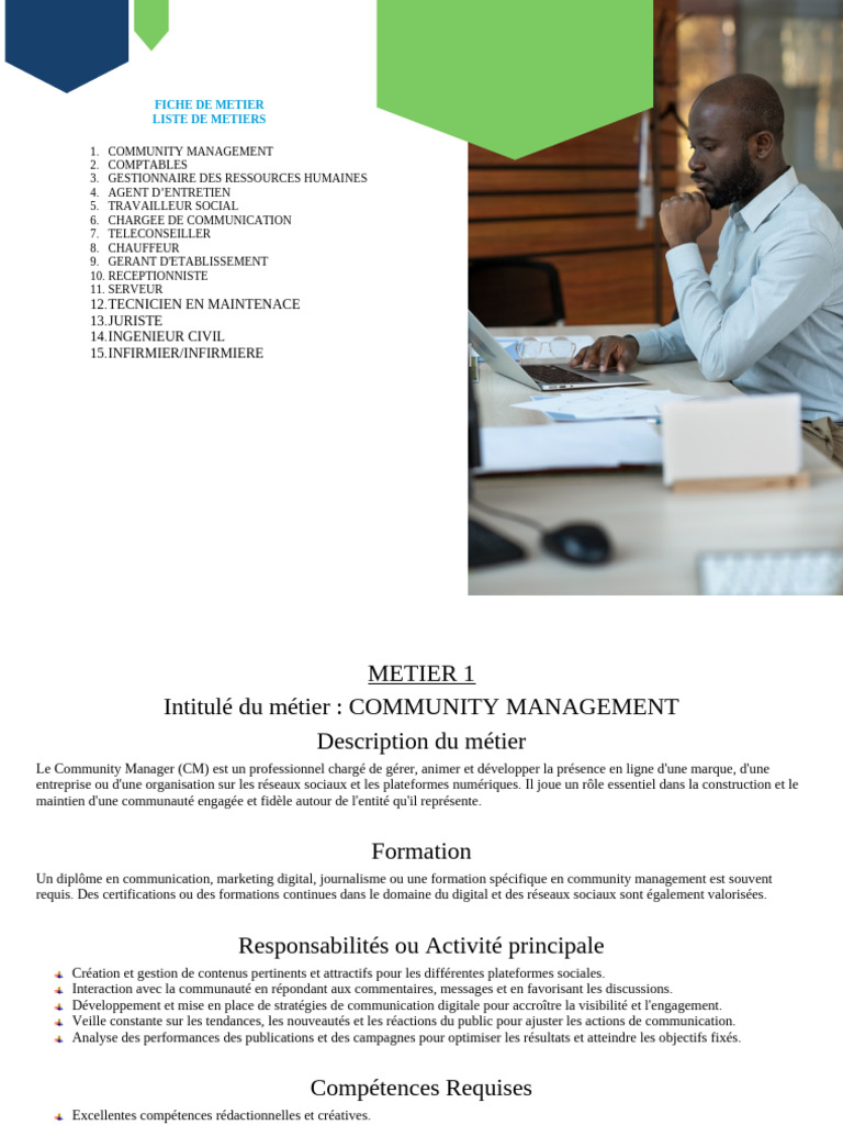 Liste de Fiches Métiers | PDF