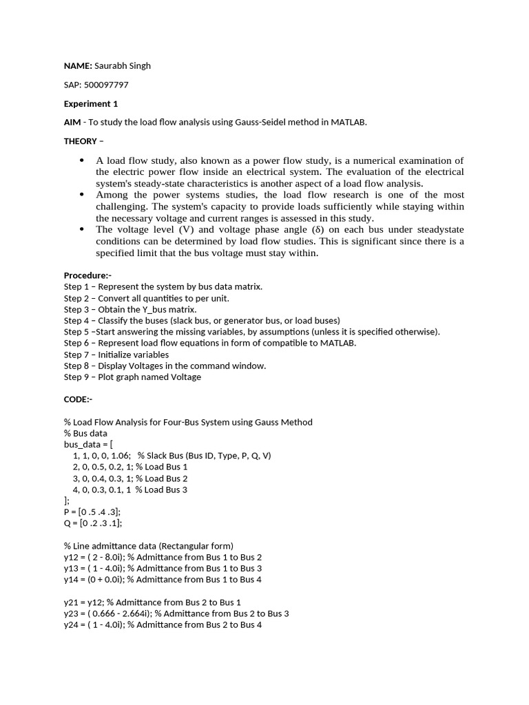 Load flow analysis matlab simulation | PDF Load flow analysis matlab simulation | PDF