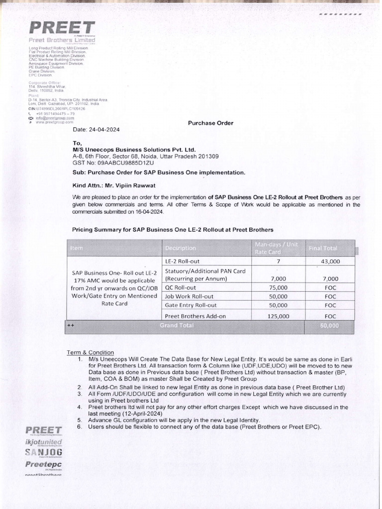 Preet Gap Point PO - Revised | PDF
