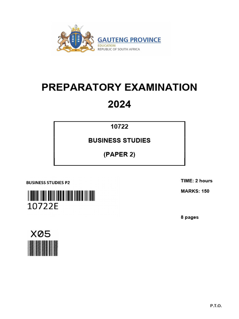 Business Studies P2 Eng - x5 | PDF