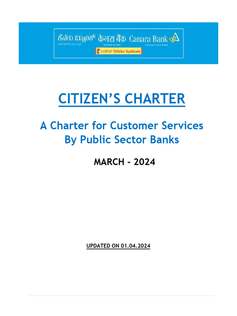 Citizen Charter On Customer Service | PDF | Banks | Interest