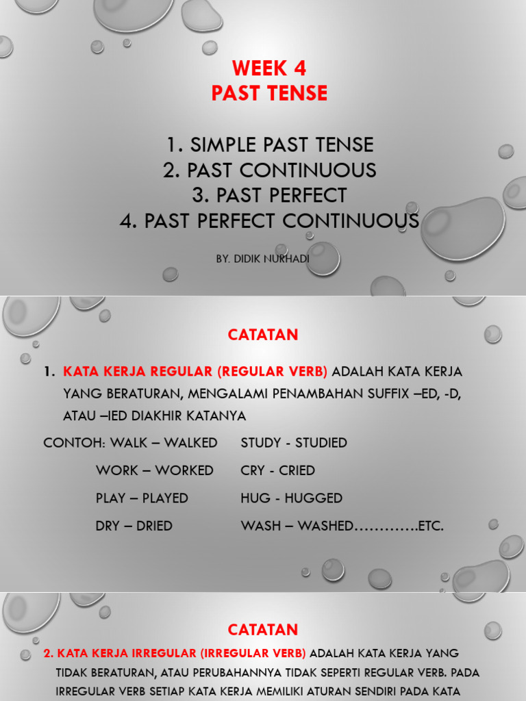 Week 4 Past Tense | PDF | Grammatical Tense | Language Arts & Discipline