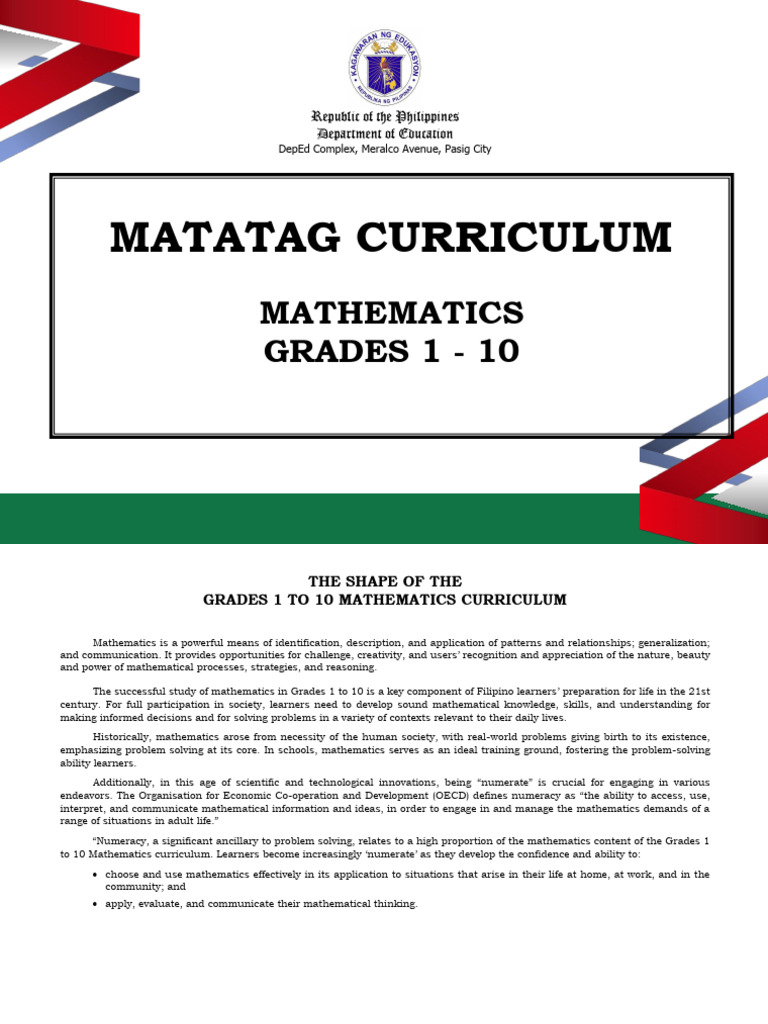 Matatag CG Mathematics | PDF