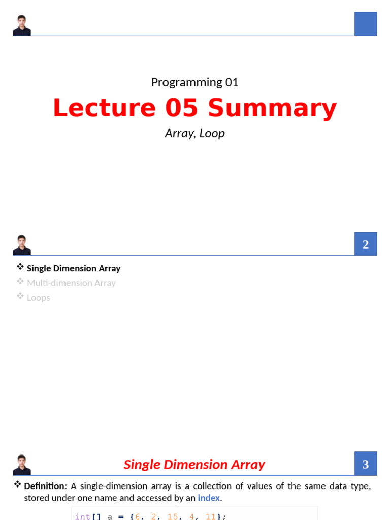 Summary 05 - Array, Loop | PDF