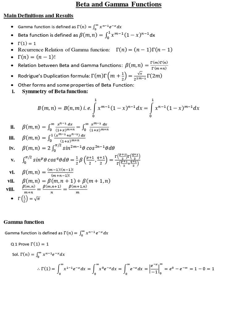 Beta Gamma Functions | PDF