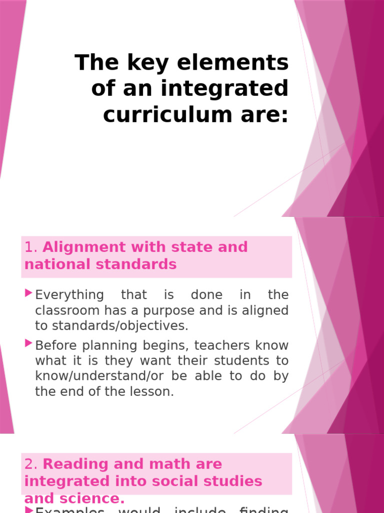 KEY Elements of An Integrated Curriculum Are | PDF
