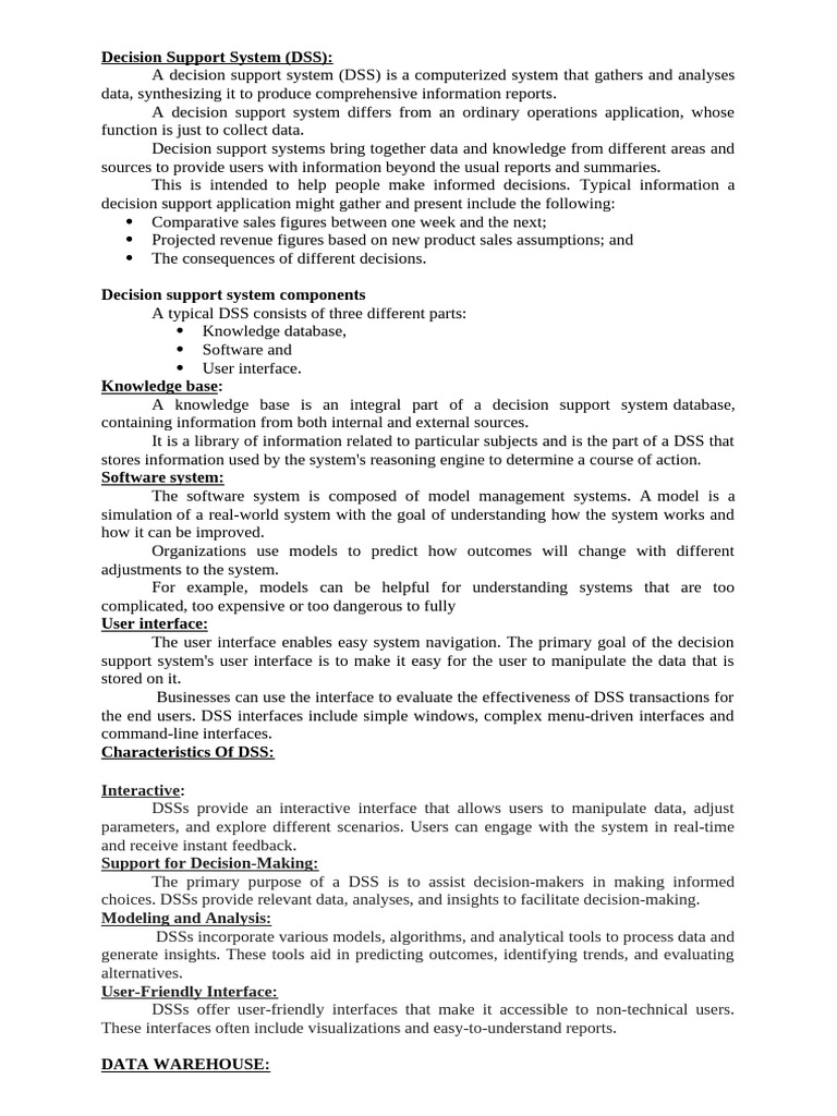 A decision support system | PDF