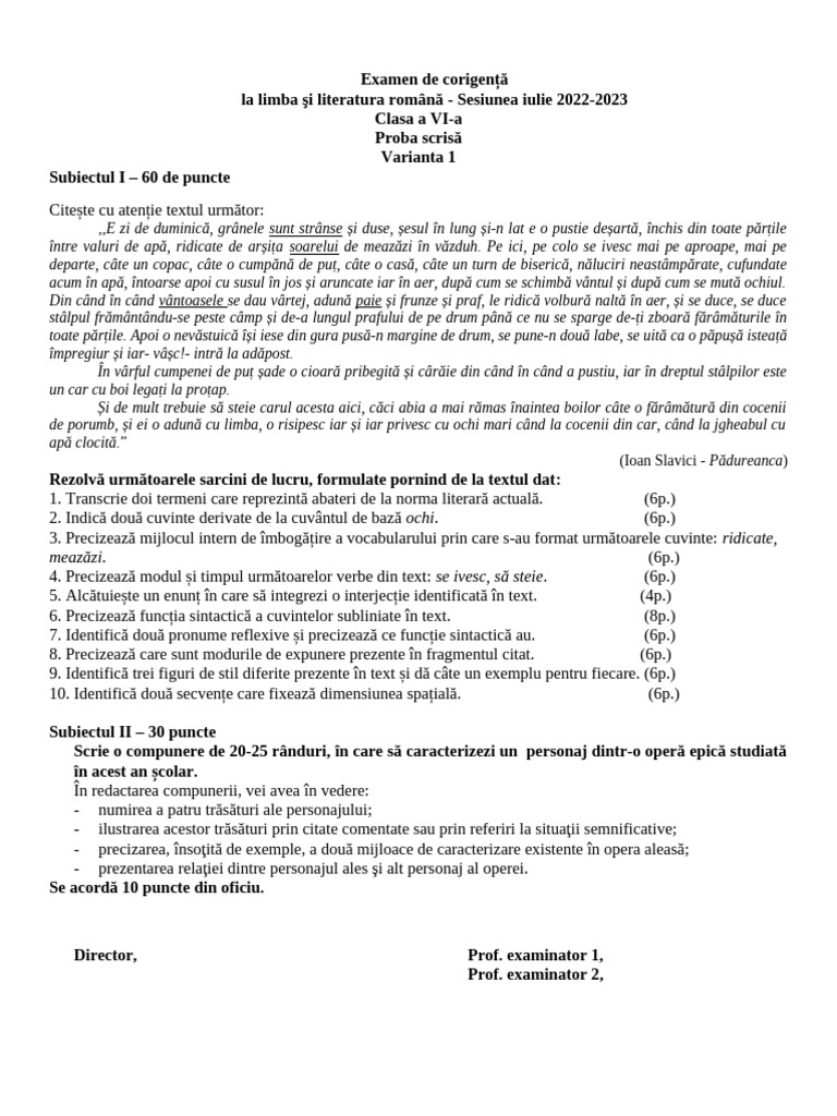 Corigenta VI 2017 Scris | PDF