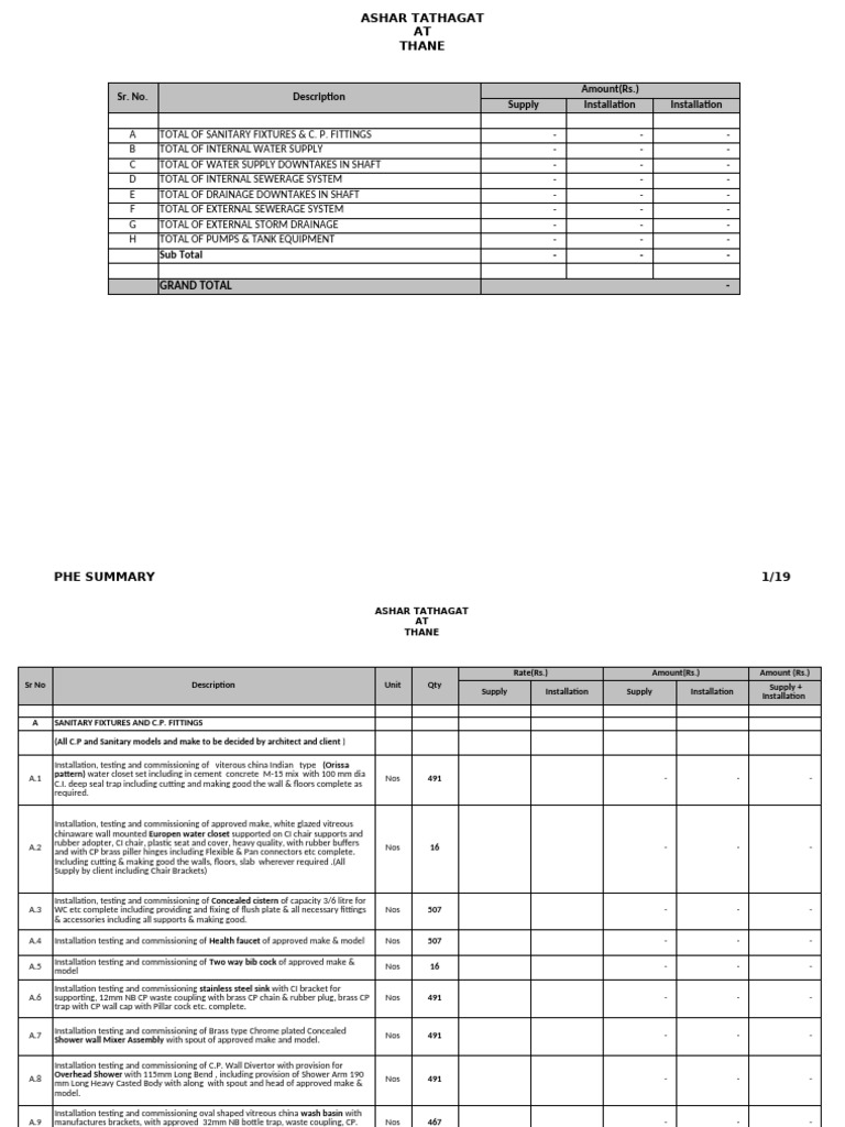 CG-010-1987-P-Ashar Tathagat at Thane (Rehab) - Non Estimated Tender BOQ-R1 | PDF