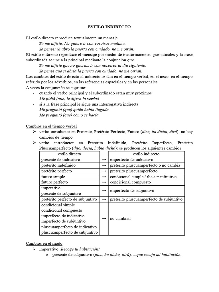 Estilo Indirecto | PDF