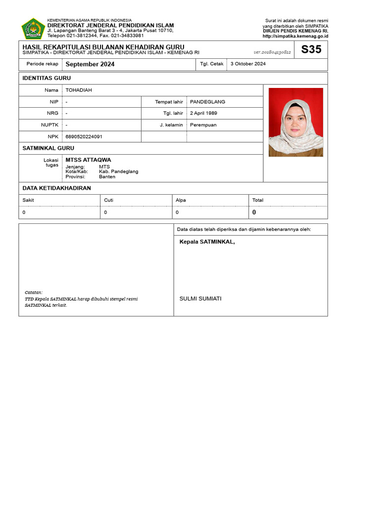 Absen Simpatika - Diah | PDF