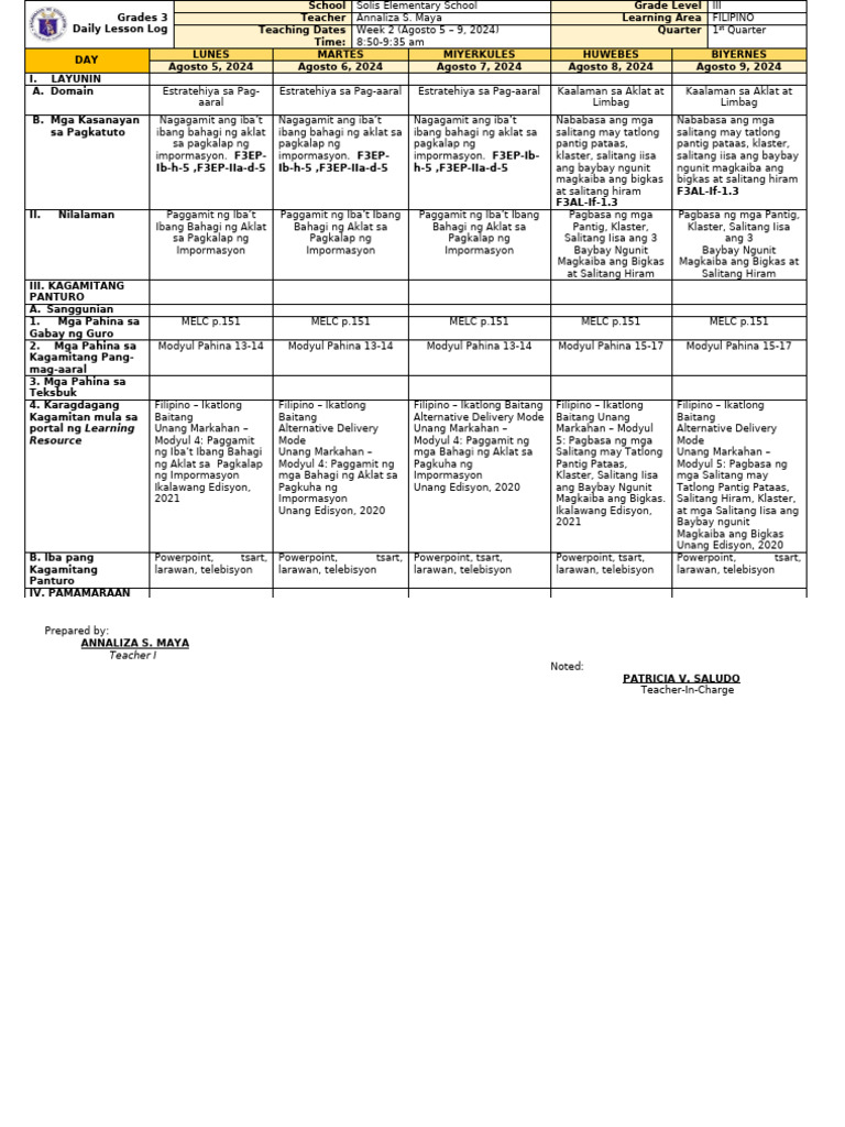 Dll-Filipino-Q1-Week 2 | PDF