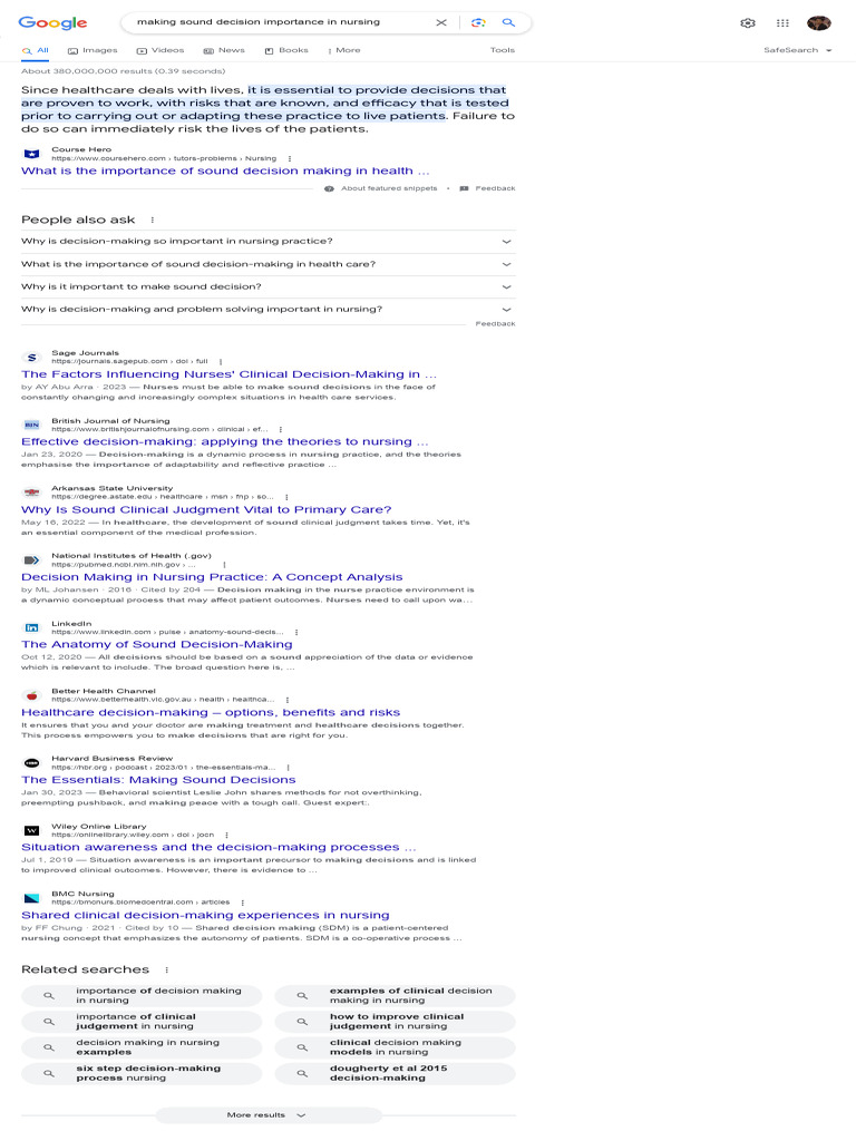 Making Sound Decision Importance in Nursing - Google Search | PDF