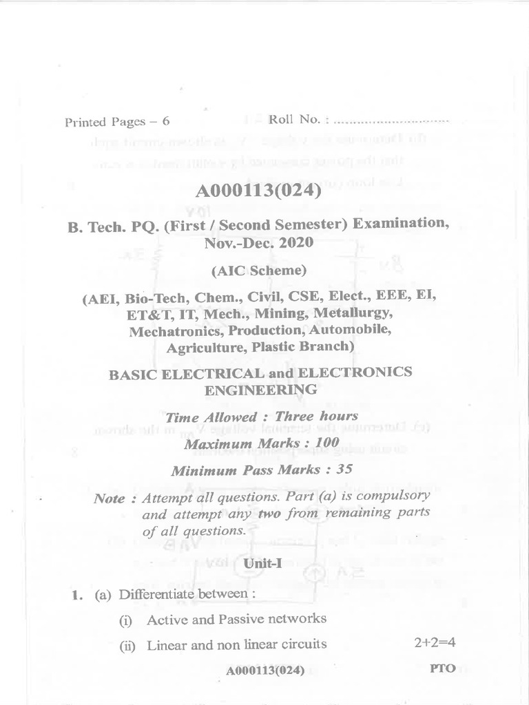 2020 - Nov-Dec-Basic Electrical & Electronics Engg. (AICTE) | PDF
