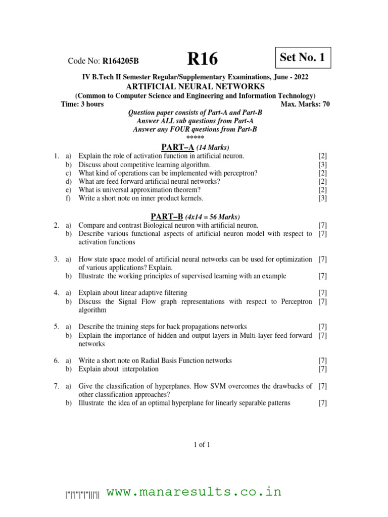 ANN Question paper 2022 | PDF