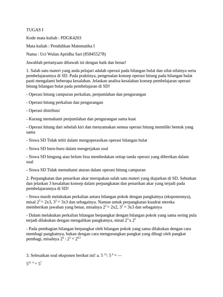 TUGAS I Pend - MTK | PDF