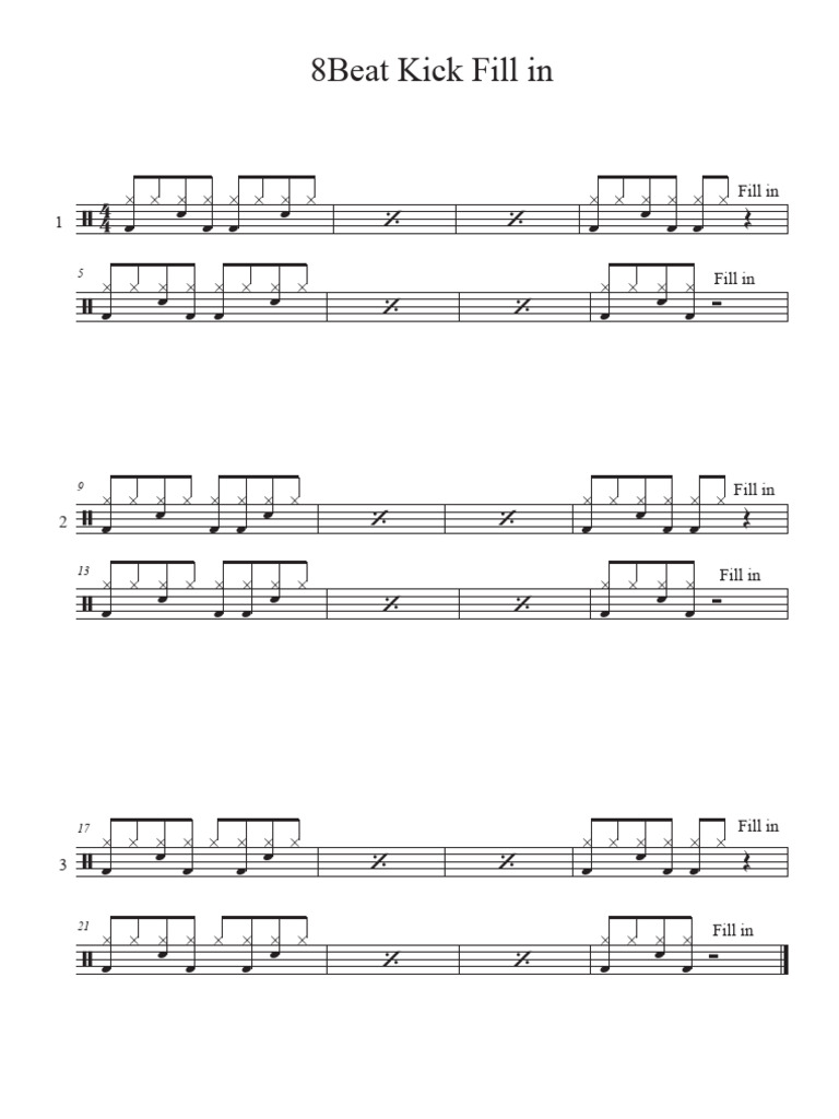 8beat Kick Fill in - Score | PDF