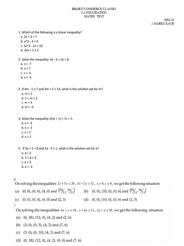 Linear Inequality Test | PDF