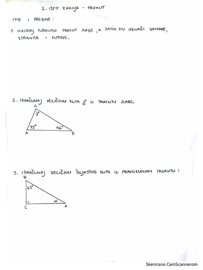 Trokut Primjer Starog Ispita | PDF