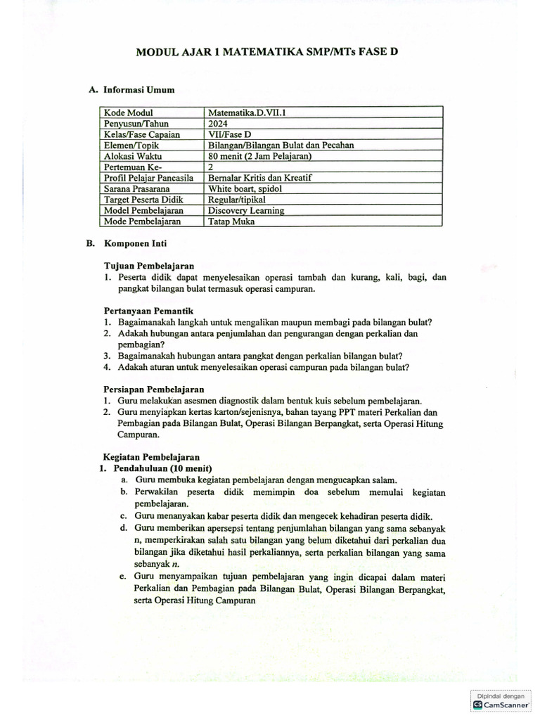 1.1. Modul Ajar Kolaboratif_MTK_MITA | PDF