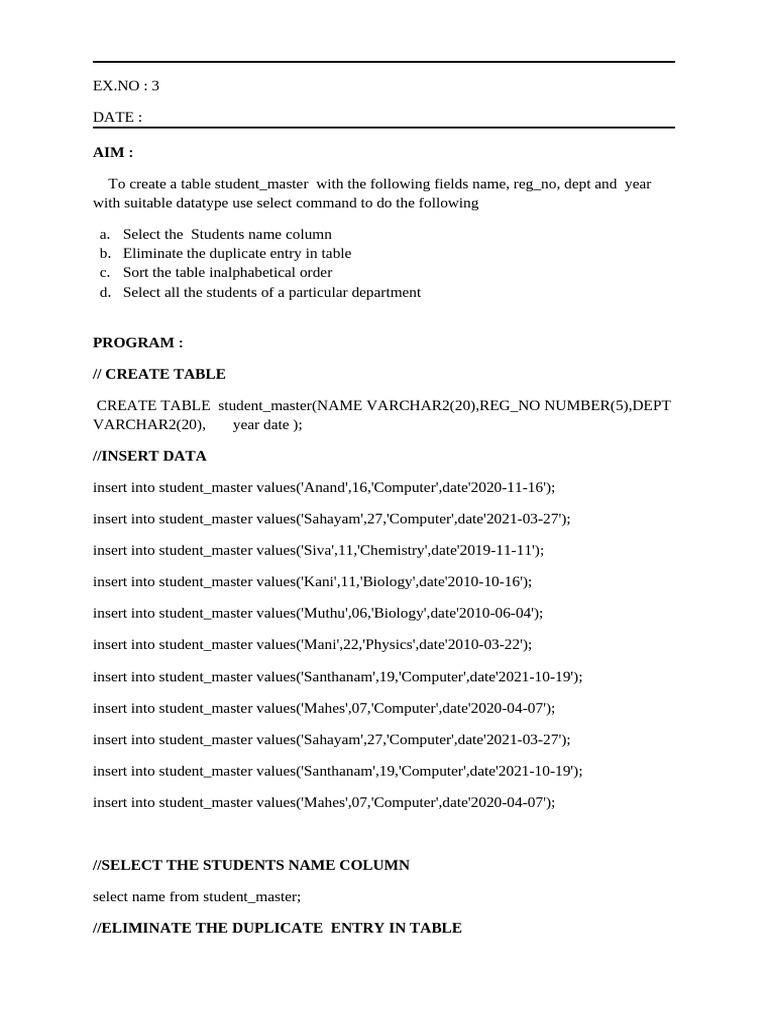 RDBMS Program 3 | PDF | Computers
