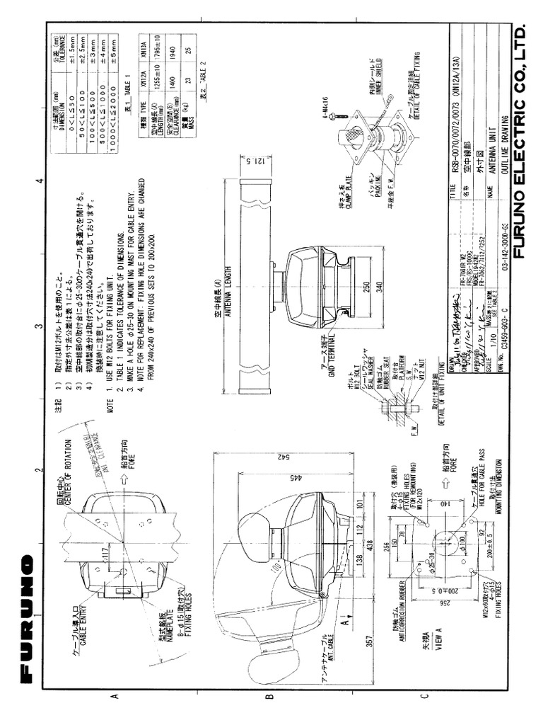 RSB-0070-0072-0073 XN12A-13A Antenna-Gearbox Outline Drawing 1952Mk2 ...