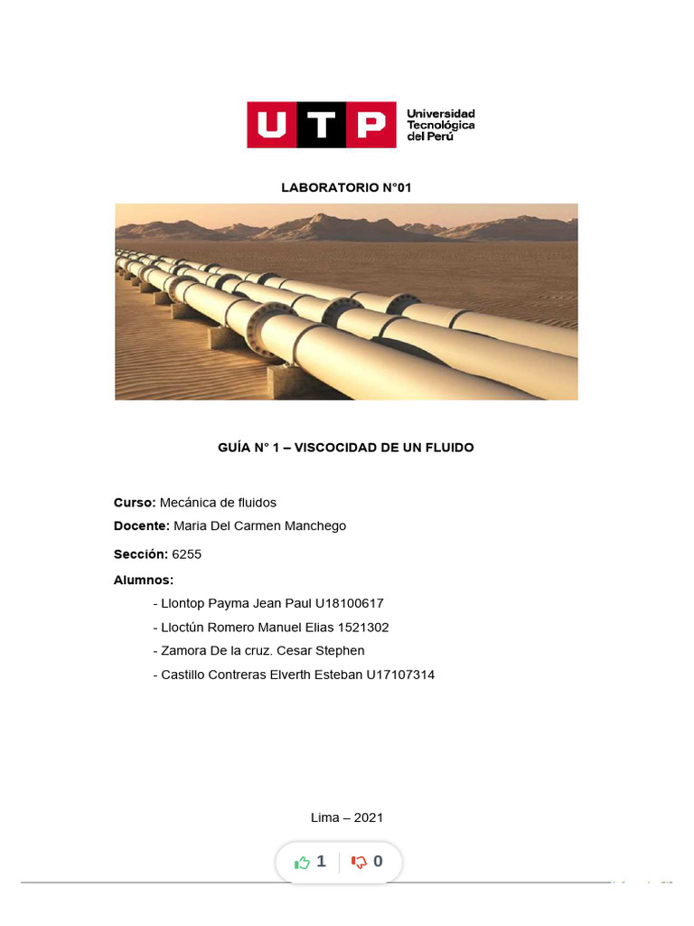 Laboratorio n01 Mecanica de Fluidos Utp - Compress | PDF