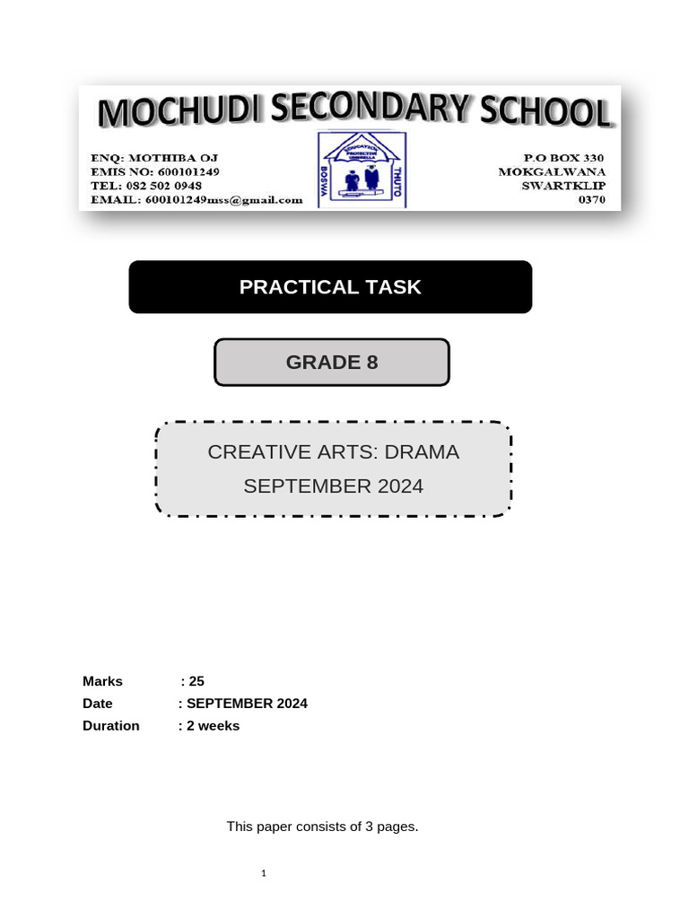 Cover Page Creative Arts Grade 9 Drama | PDF