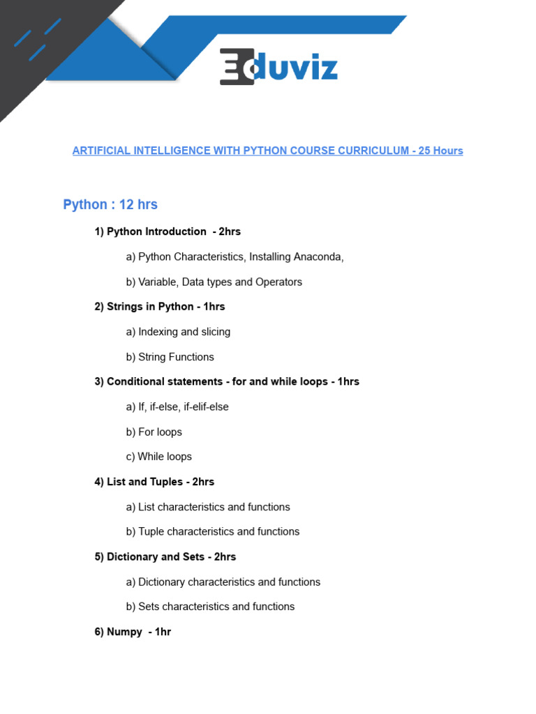 Artificial Intelligence Course Curriculum | PDF