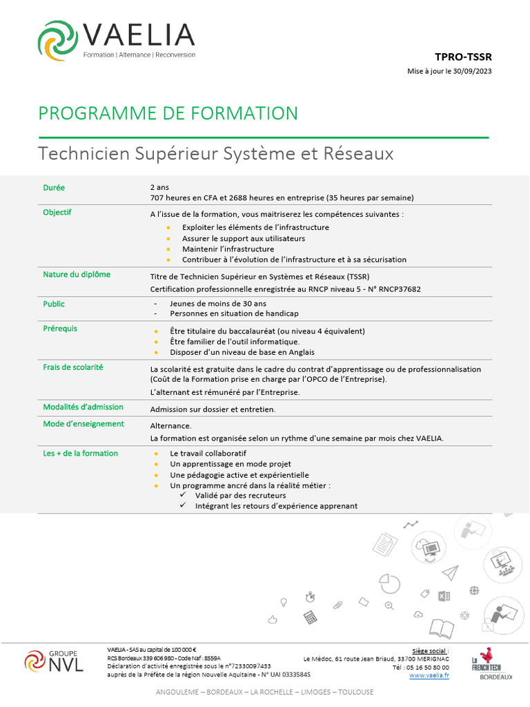 Programme TSSR - VAELIA | PDF