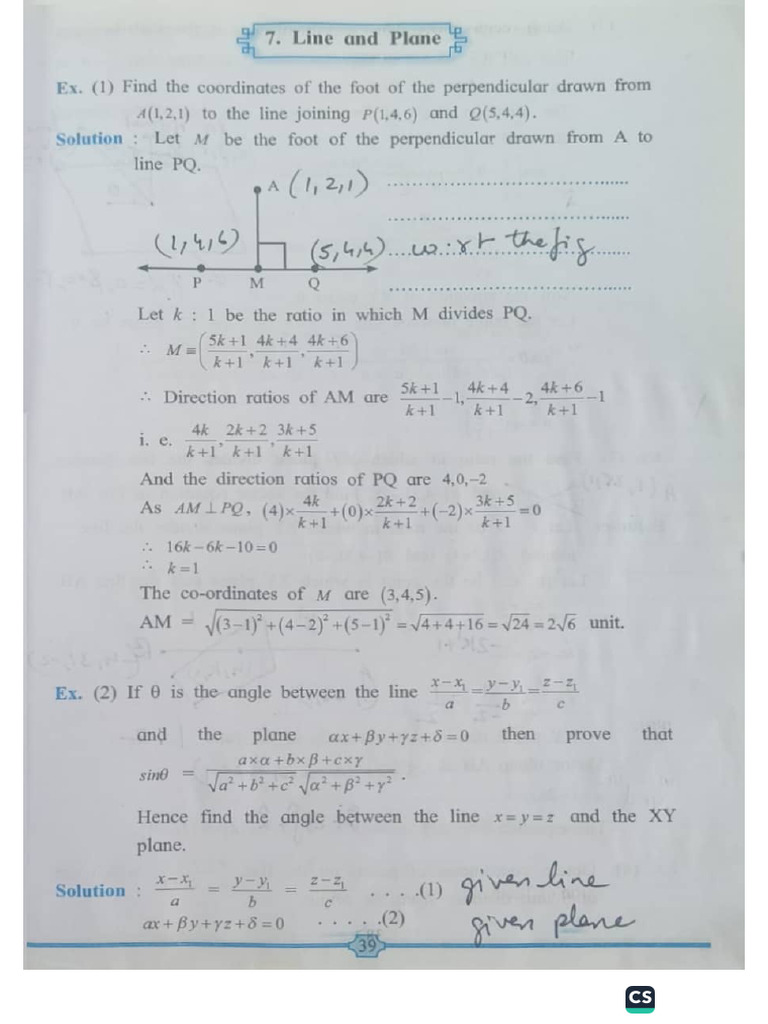 Practical No-7 (Line and Plane) | PDF
